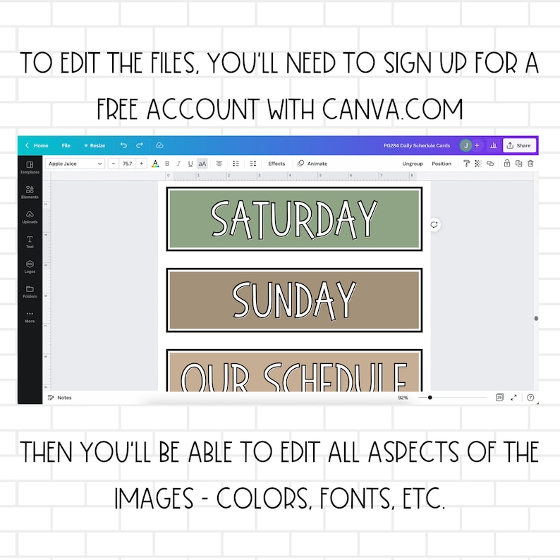 EDITABLE Daily Schedule Cards Boho Farmhouse Bulletin - Etsy