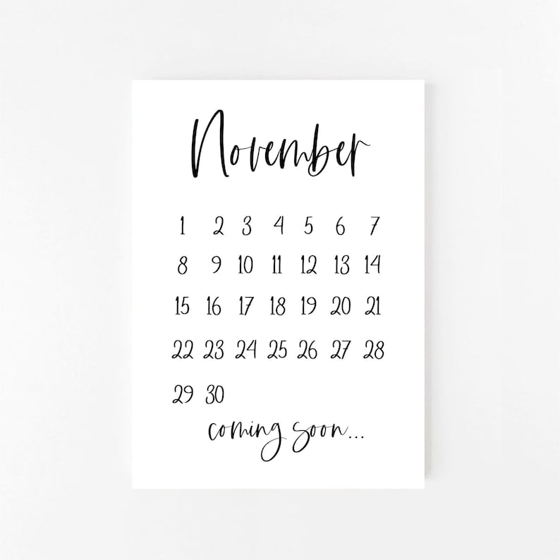 November 2026 Pregnancy Announcement Printable | November | Calendar ...