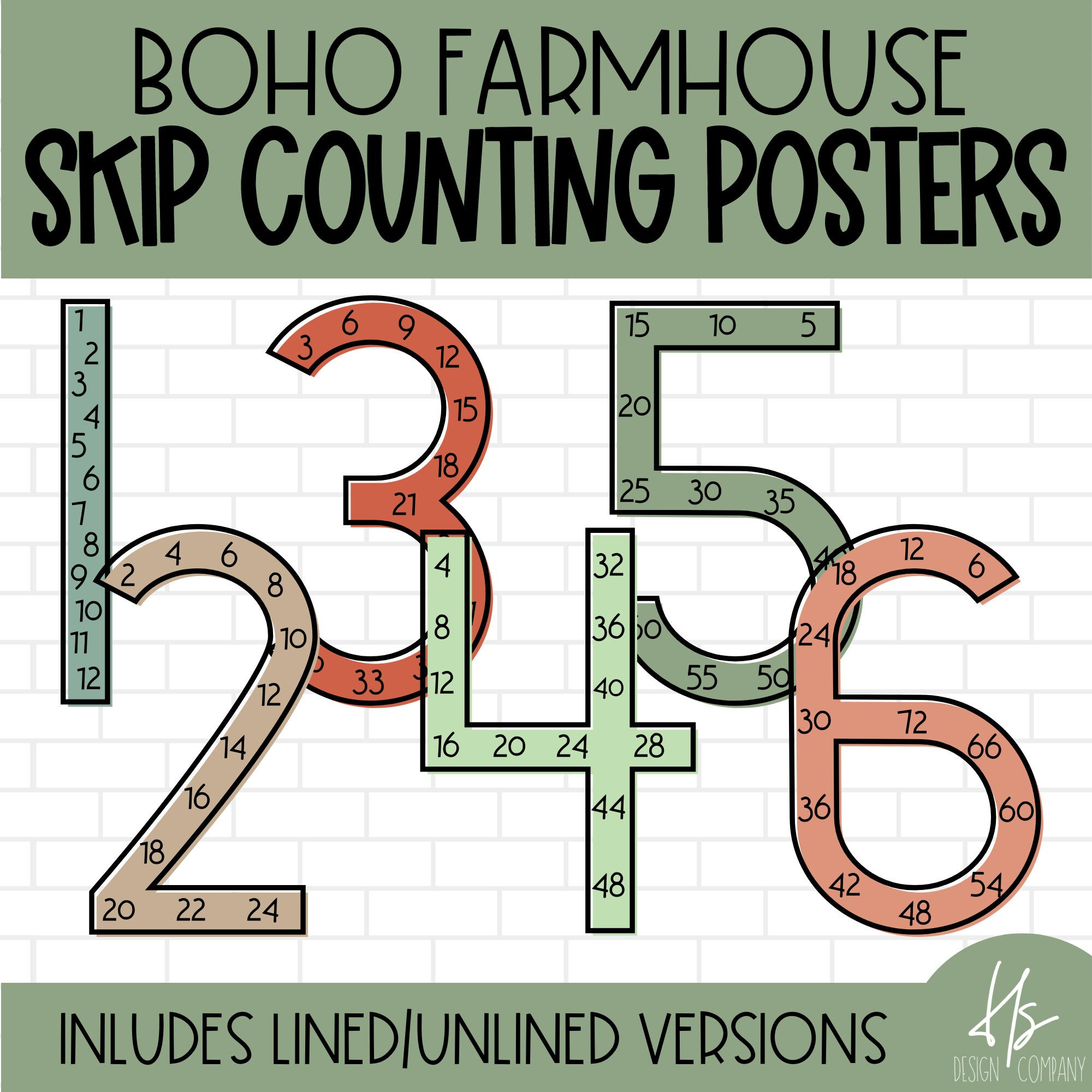 PRINTABLE Skip Counting Number Posters | Boho Farmhouse Classroom ...