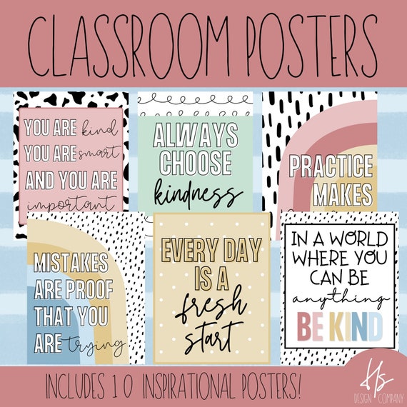 PRINTABLE Modern Classroom Poster Pack Bulletin Board - Etsy