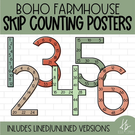 PRINTABLE Skip Counting Number Posters Boho Farmhouse - Etsy UK