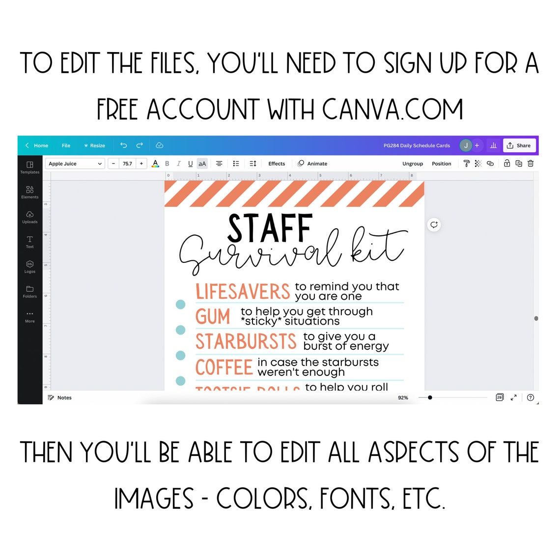 EDITABLE Staff Survival Kit Card | Staff Appreciation Gift | Education ...