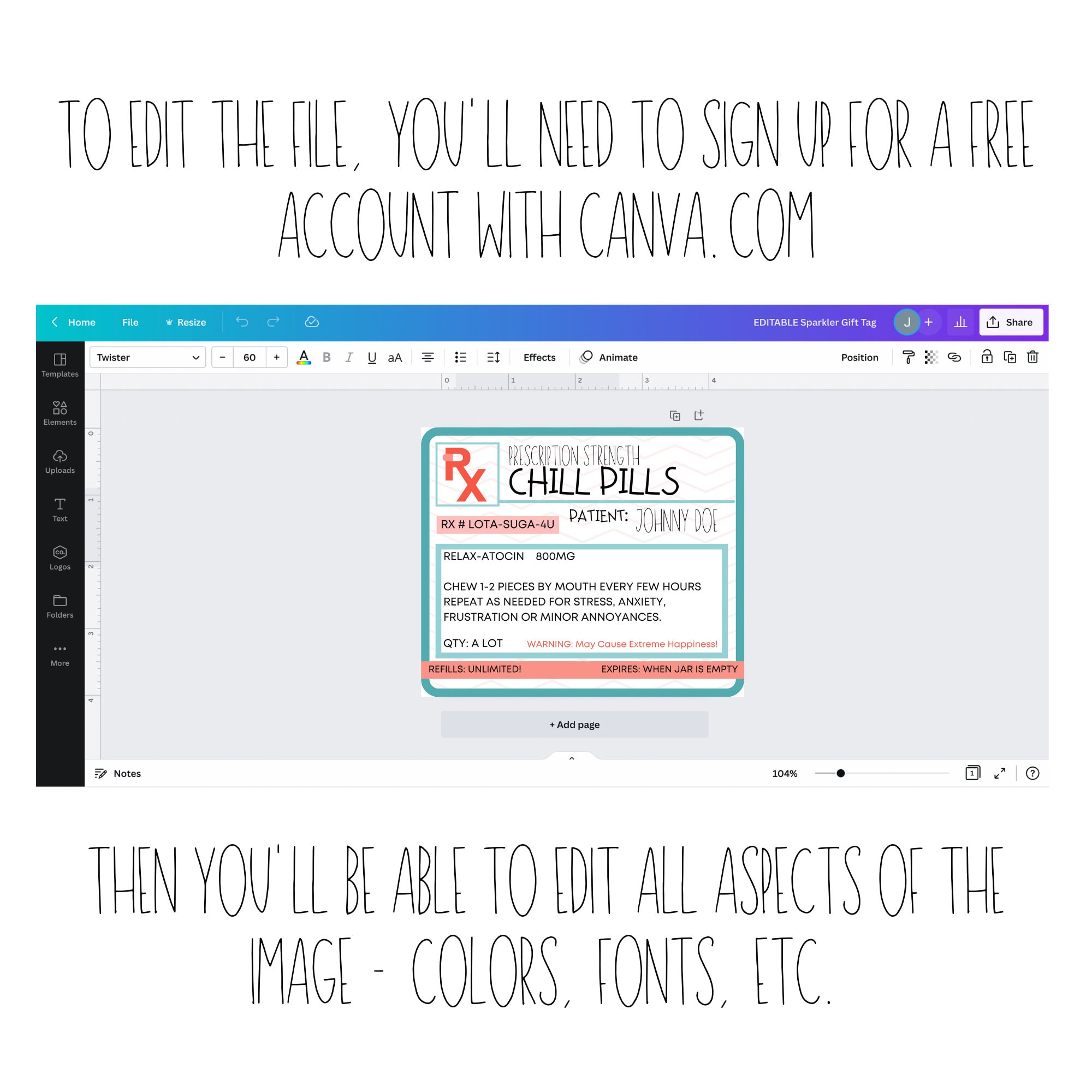 PRINTABLE Prescription Chill Pill Candy Jar Label Nursing - Etsy