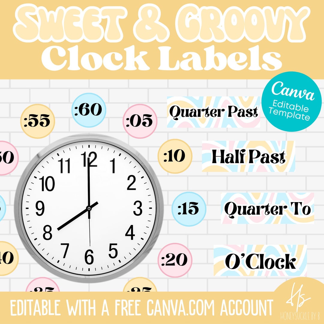 EDITABLE Clock Labels Pack | Sweet and Groovy | Bulletin Board Clock ...