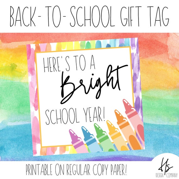 PRINTABLE Here's to A Bright School Year Gift Tag | Etsy