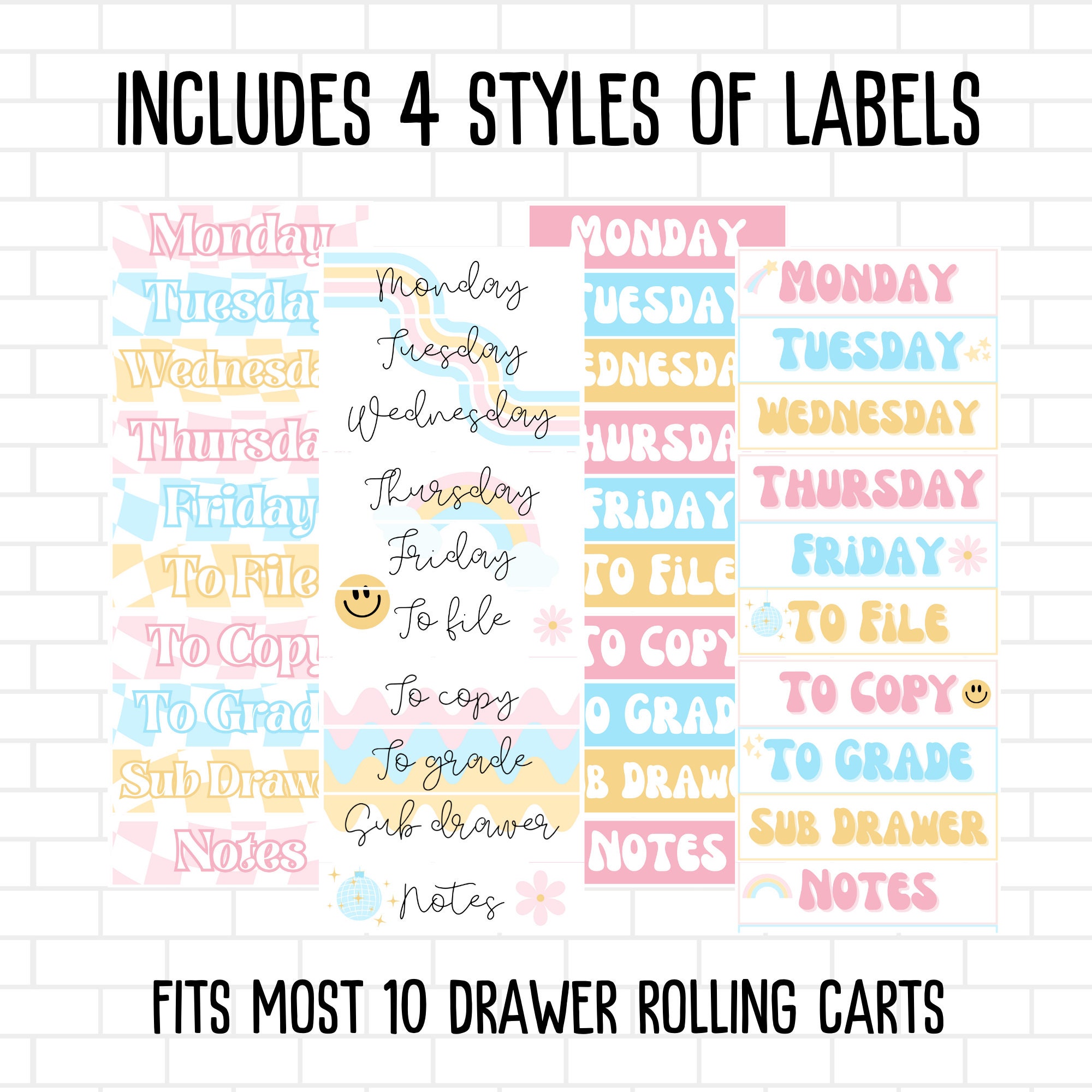 EDITABLE Rolling Cart Labels | Sweet Groovy | Bulletin Board Posters ...