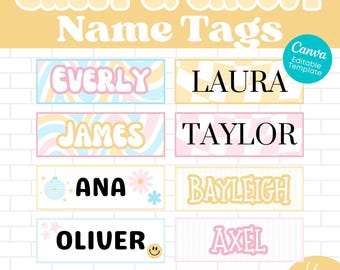 Groovy Classroom Desk Name Tags - Etsy