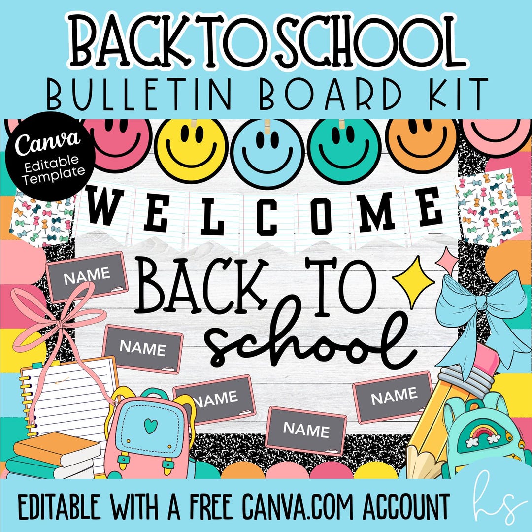 EDITABLE Preppy Back to School Bulletin Board Kit | Preppy Classroom ...
