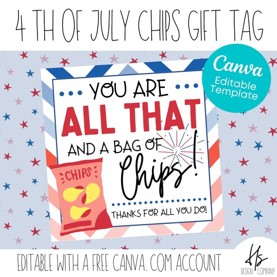 You Are All That and A Bag of Chips Gift Tag Chips Gift Tag | Etsy
