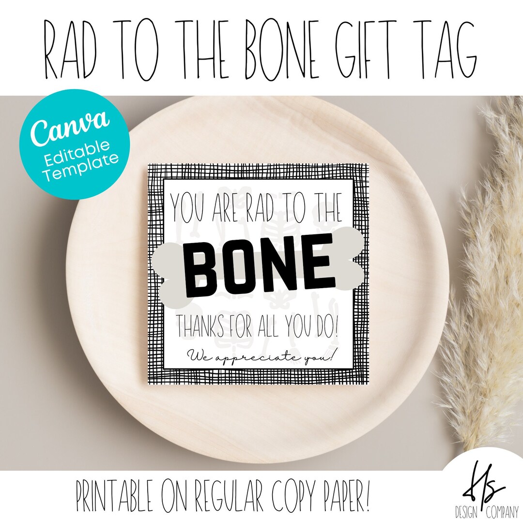 PRINTABLE You Are Rad to the Bone Gift Tag | Physical Therapist ...