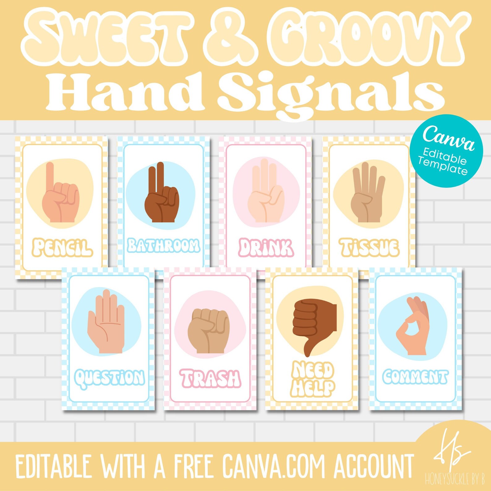 EDITABLE Hand Signals Poster Pack | Sweet Groovy | Bulletin Board ...