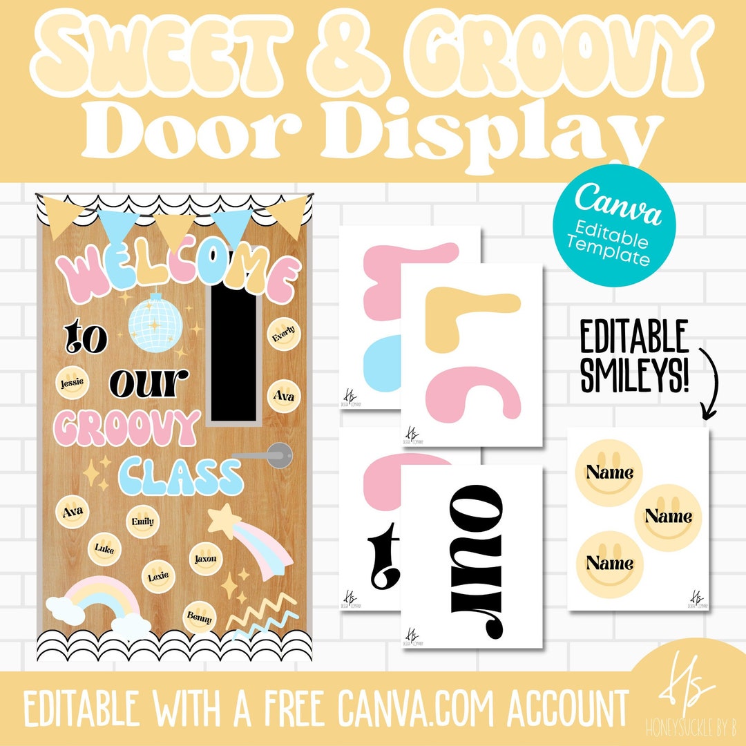 EDITABLE Groovy Retro Door Display | Sweet & Groovy | Bulletin Board ...