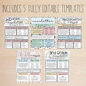 EDITABLE Classroom Newsletter Templates | Modern Colorful | Elementary ...