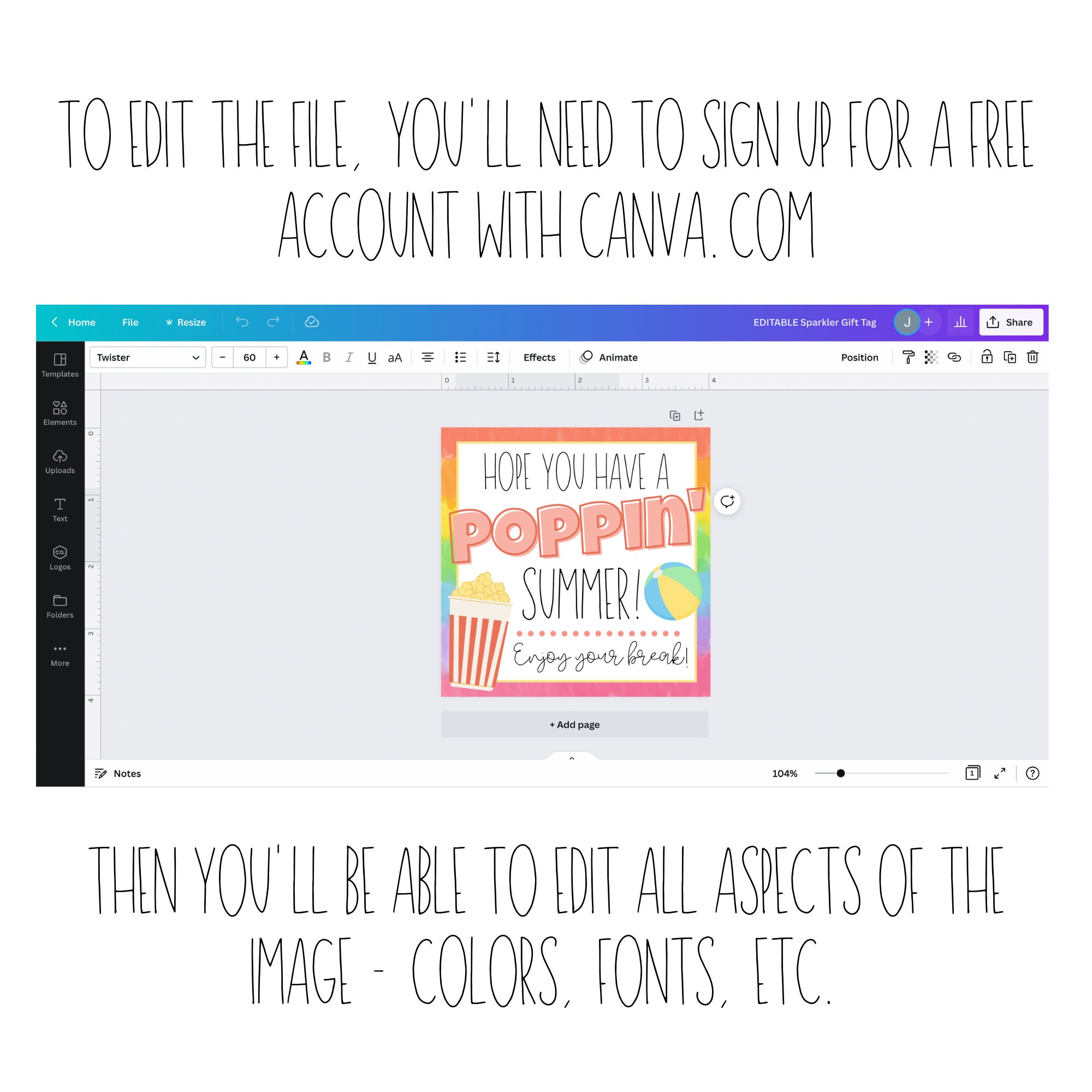 PRINTABLE Hope You Have A Popping Summer Gift Tag | Summer Break ...