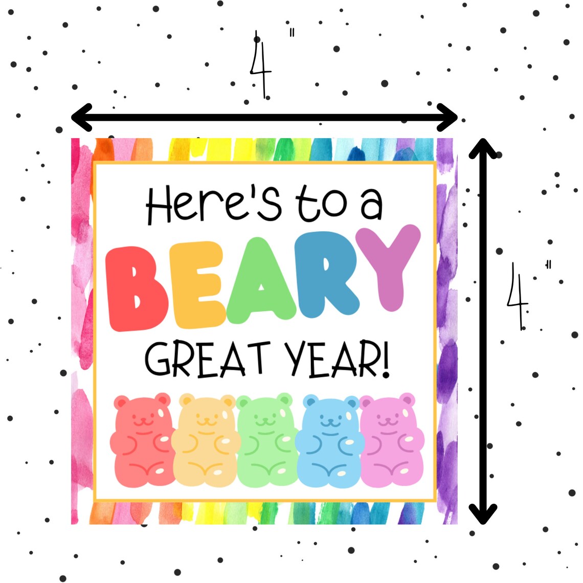 Here's to A Beary Great Year Printable Gift Tag Gummy - Etsy