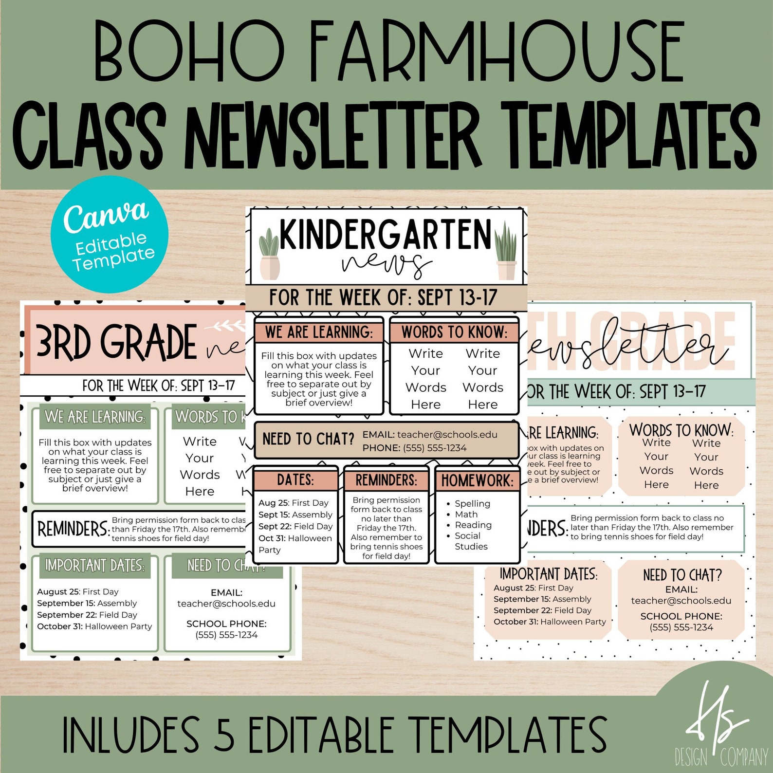 EDITABLE Class Newsletter Templates | Boho Farmhouse | Elementary ...