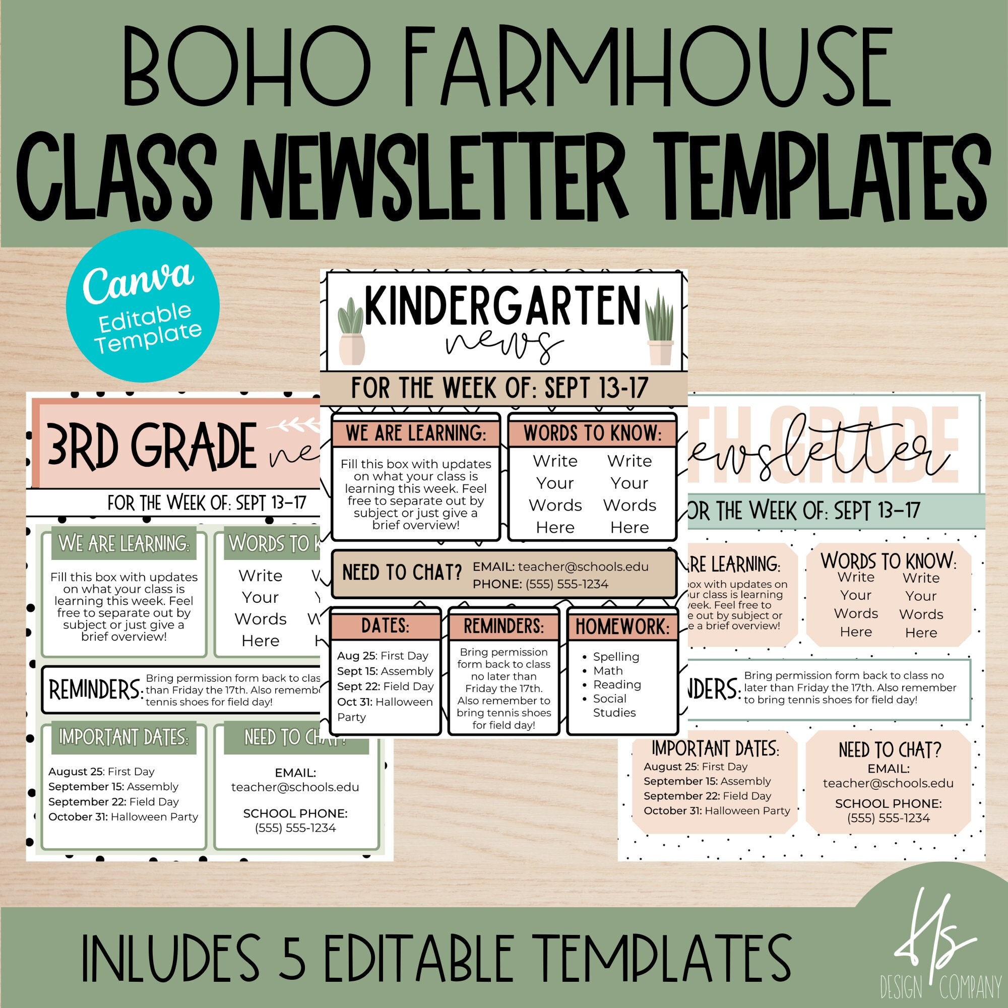EDITABLE Class Newsletter Templates | Boho Farmhouse | Elementary ...