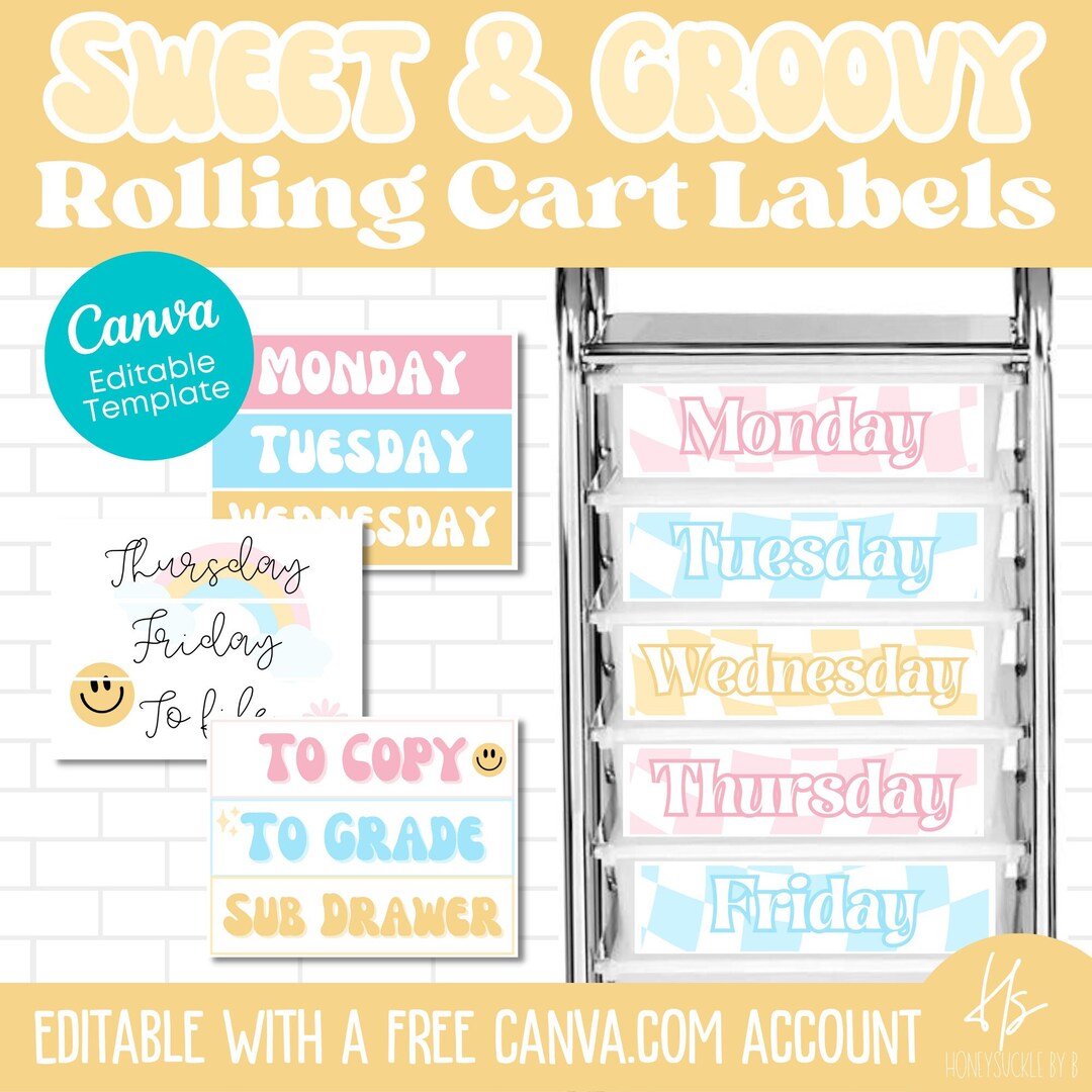 EDITABLE Rolling Cart Labels | Sweet Groovy | Bulletin Board Posters ...
