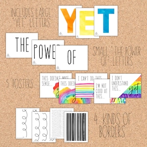 PRINTABLE the Power of YET Bulletin Board Pack | Watercolor Rainbow ...