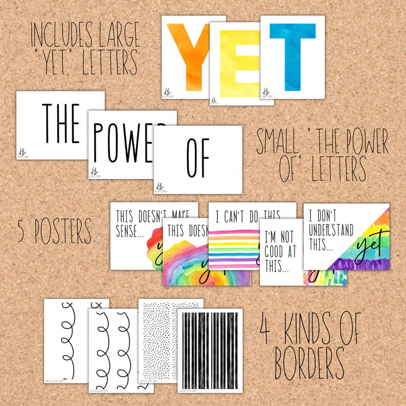 PRINTABLE the Power of YET Bulletin Board Pack Watercolor - Etsy