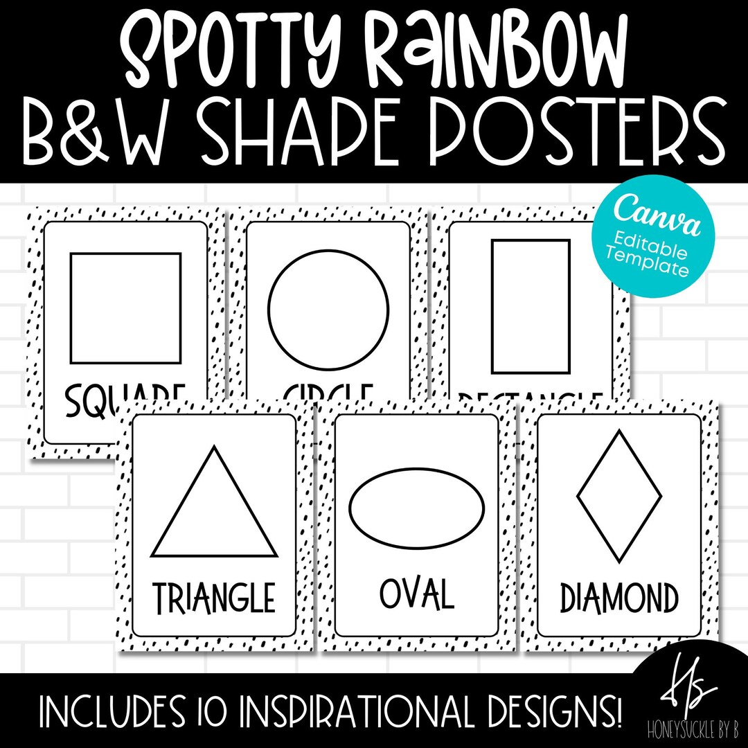 EDITABLE Shape Poster Pack | Spotty Black and White | Bulletin Board ...