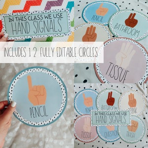EDITABLE Hand Signals Display | Bulletin Board Posters | Elementary ...
