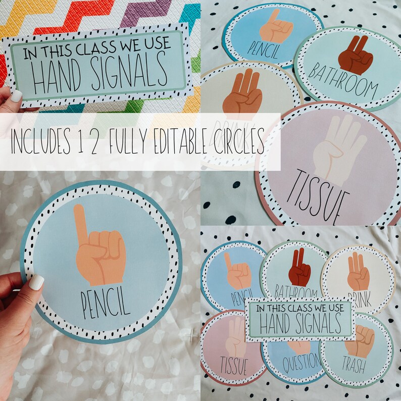 EDITABLE Hand Signals Display Bulletin Board Posters - Etsy