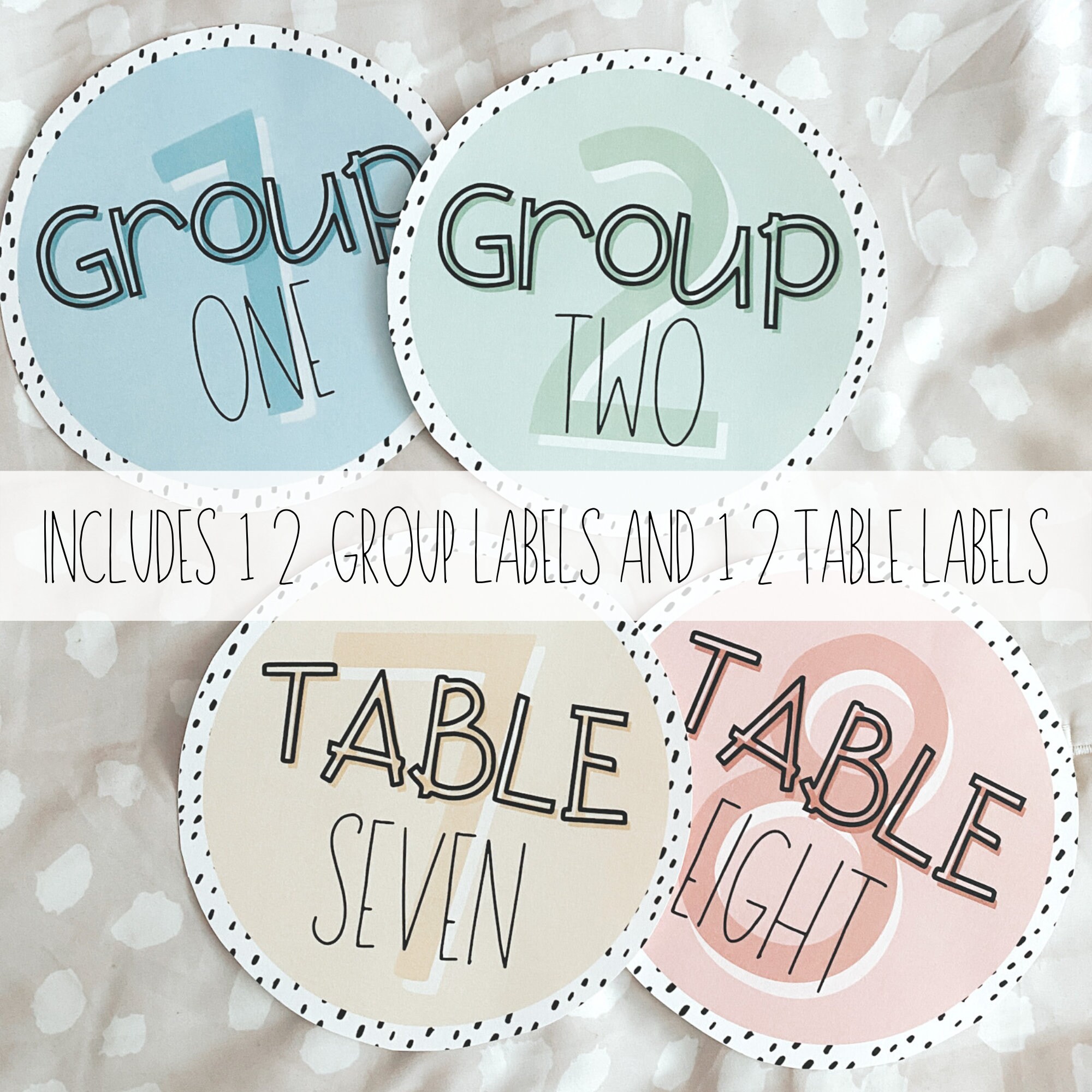 EDITABLE Table and Group Signs Modern Colorful Bulletin - Etsy