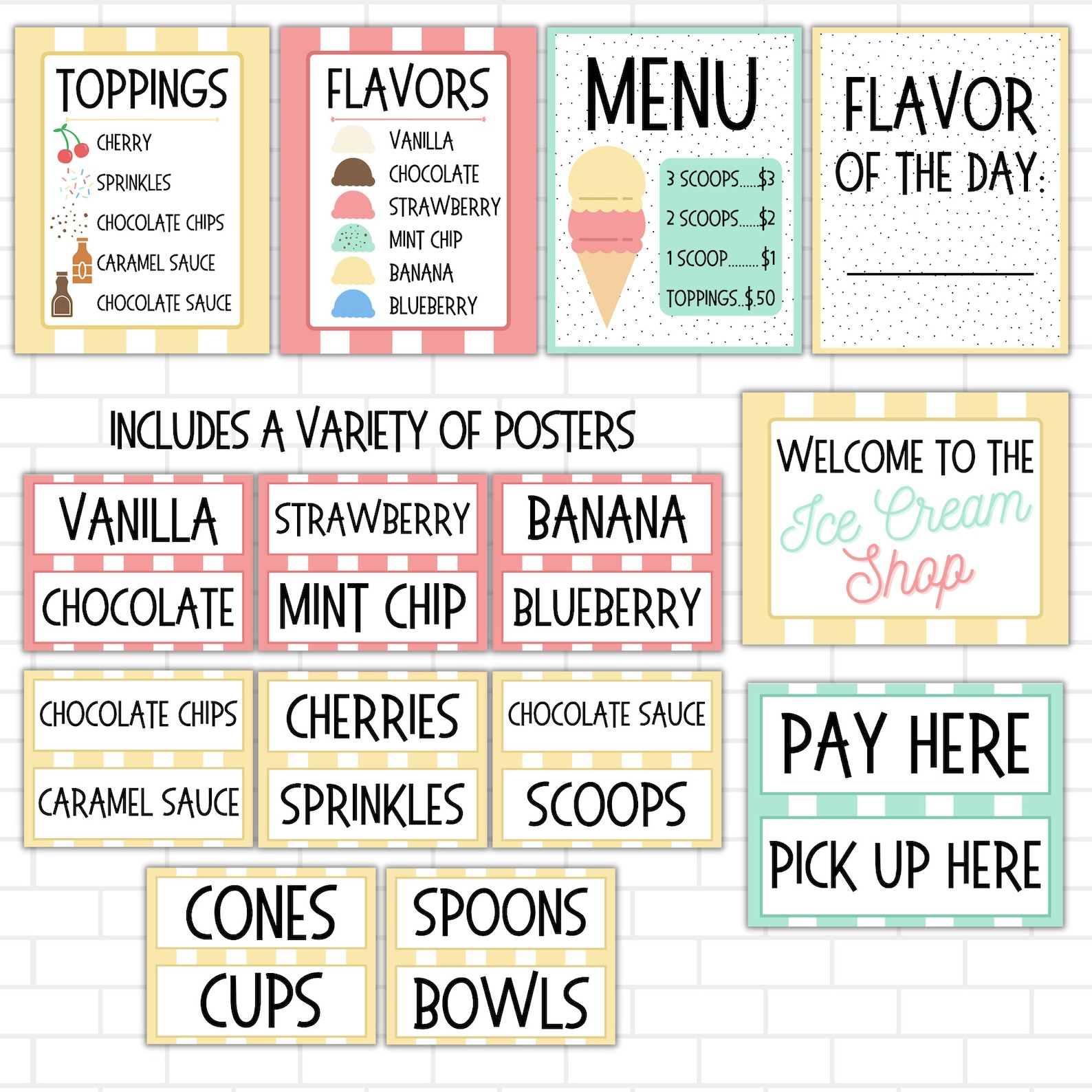 PRINTABLE Ice Cream Shop Dramatic Play Kit Summer Activity - Etsy
