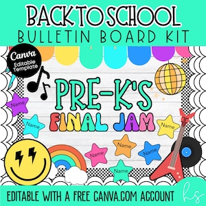 EDITABLE Pre-k's Final Jam Bulletin Board Kit | Rock & Roll | Colorful ...