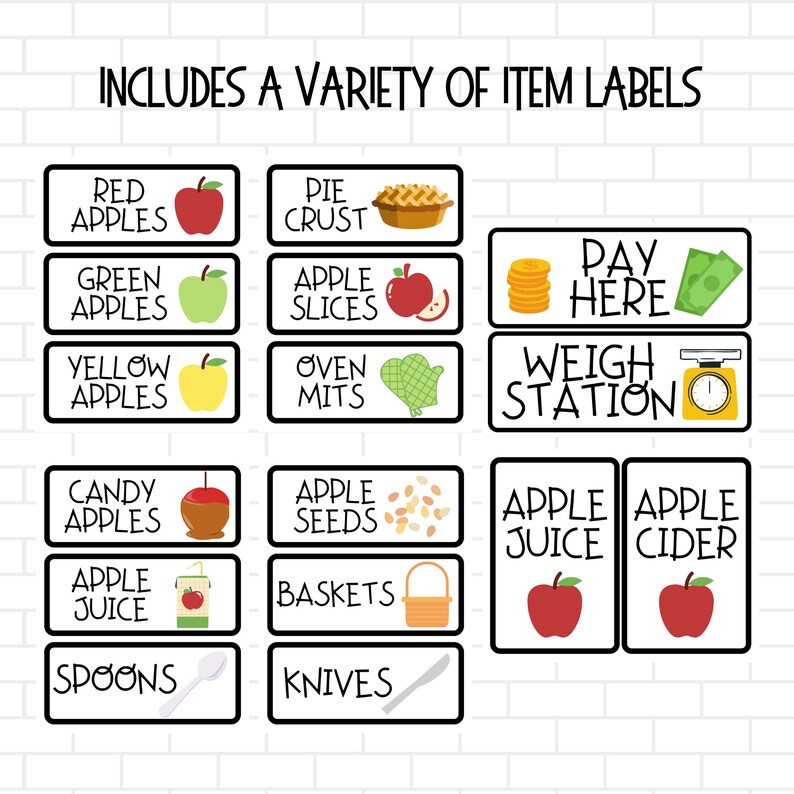 PRINTABLE Apple Market Dramatic Play Kit Summer Activity - Etsy