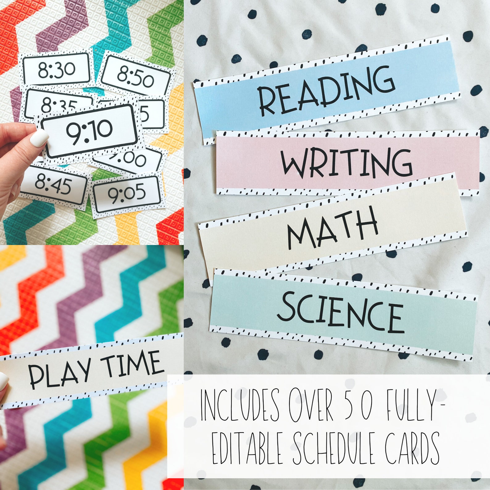 EDITABLE Daily Schedule Cards Modern Colorful Bulletin - Etsy