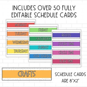 EDITABLE Daily Schedule Cards | Spotty Rainbow | Bulletin Board Posters ...