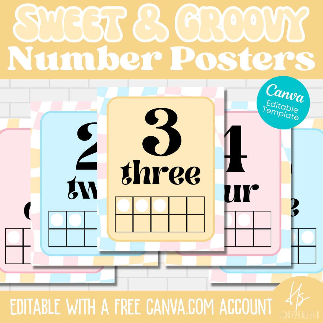 EDITABLE Number Poster Pack | Sweet and Groovy | Bulletin Board Posters ...