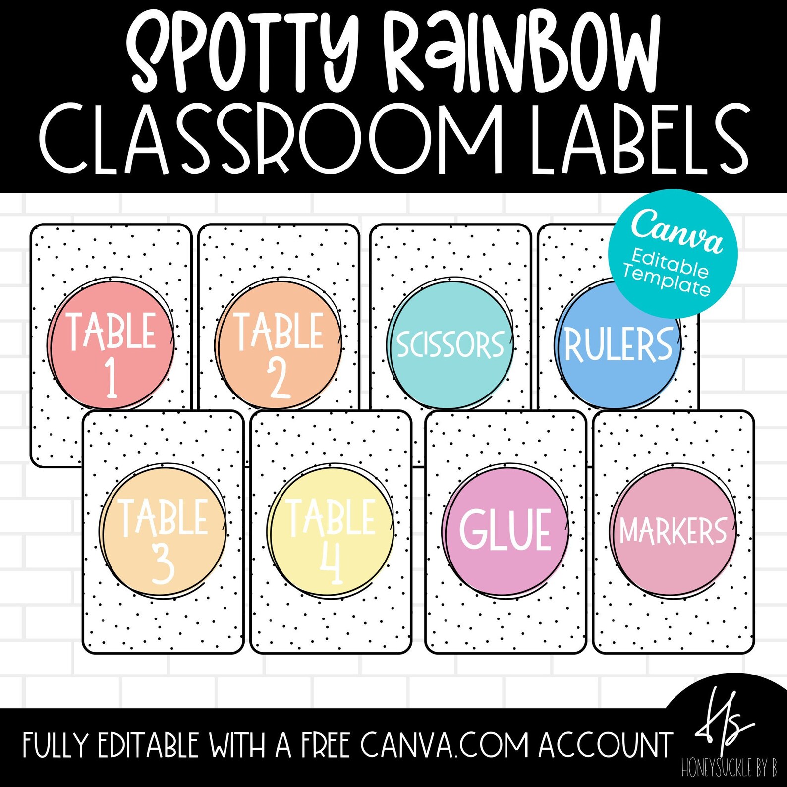 EDITABLE Classroom Supply Labels | Spotty Rainbow | Bulletin Board ...