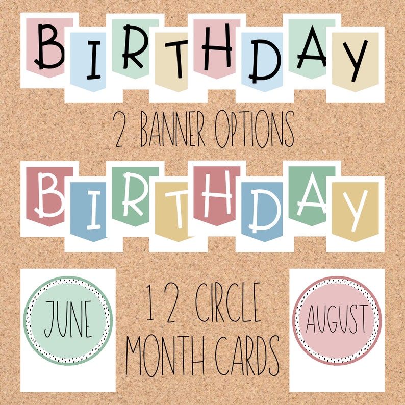EDITABLE Classroom Birthday Display Modern Colorful - Etsy