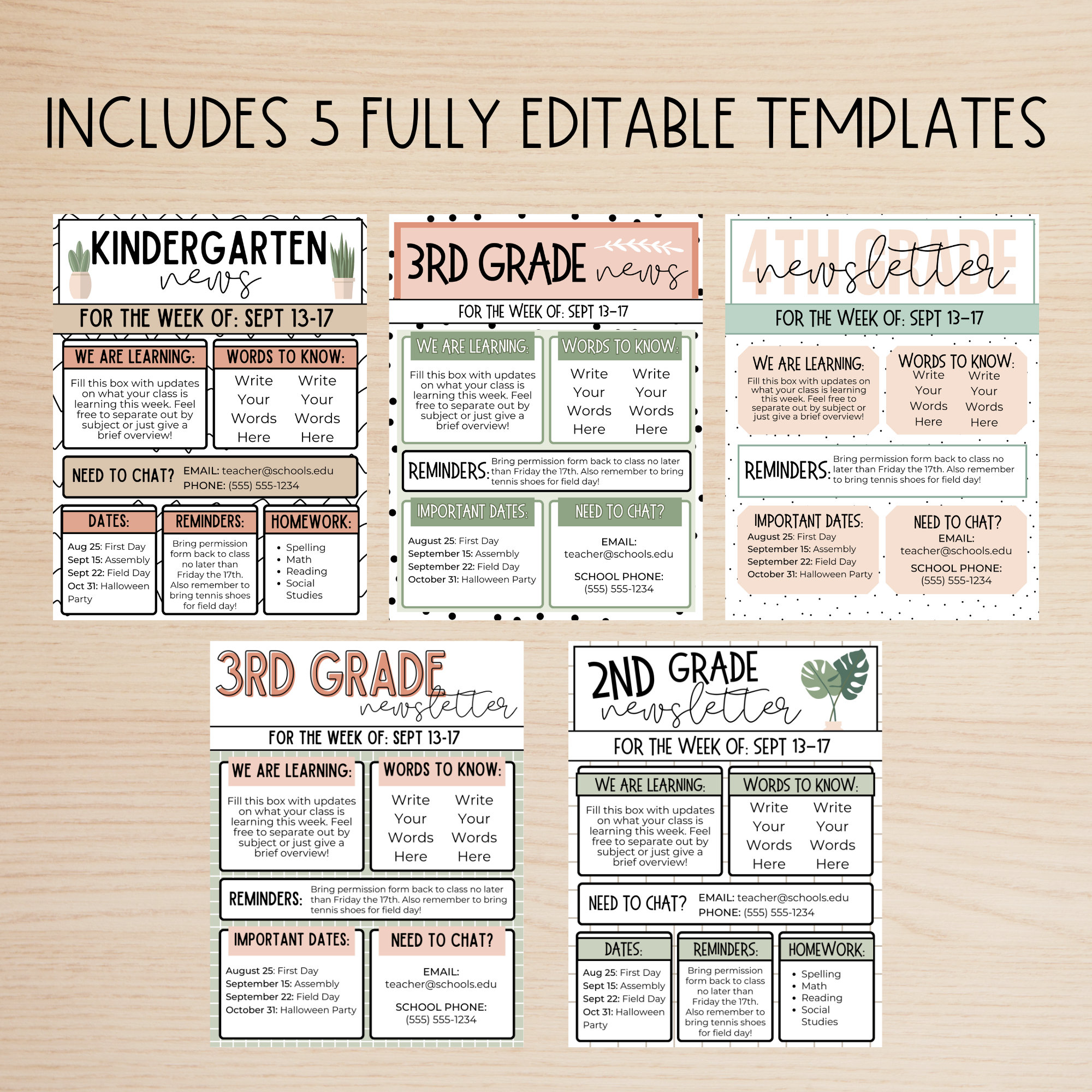 EDITABLE Class Newsletter Templates | Boho Farmhouse | Elementary ...