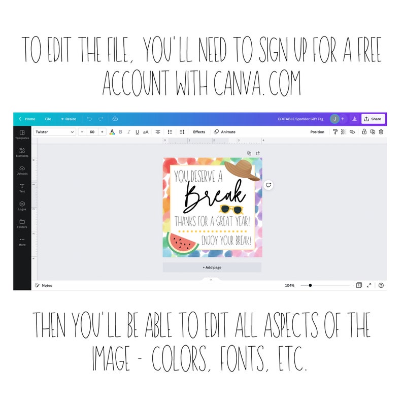 EDITABLE You Deserve A BREAK Kit Kat Gift Tag | Summer Break | Teacher ...