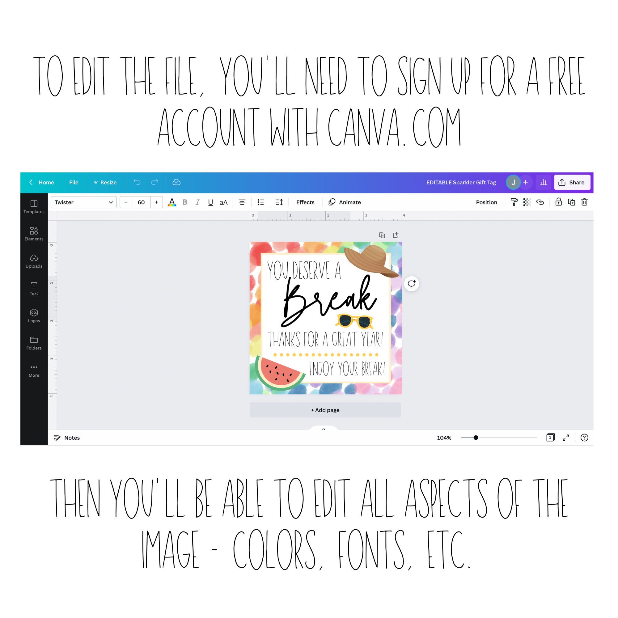EDITABLE You Deserve A BREAK Kit Kat Gift Tag | Summer Break | Teacher ...