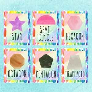 PRINTABLE Shape Poster Pack | Watercolor Rainbow | Printable Bulletin ...