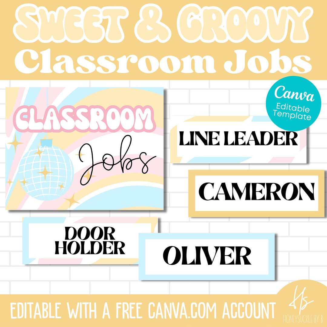 EDITABLE Classroom Jobs Display | Sweet Groovy | Class Jobs ...