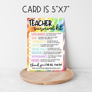 EDITABLE Teacher Survival Kit Card | Teacher Appreciation Week ...