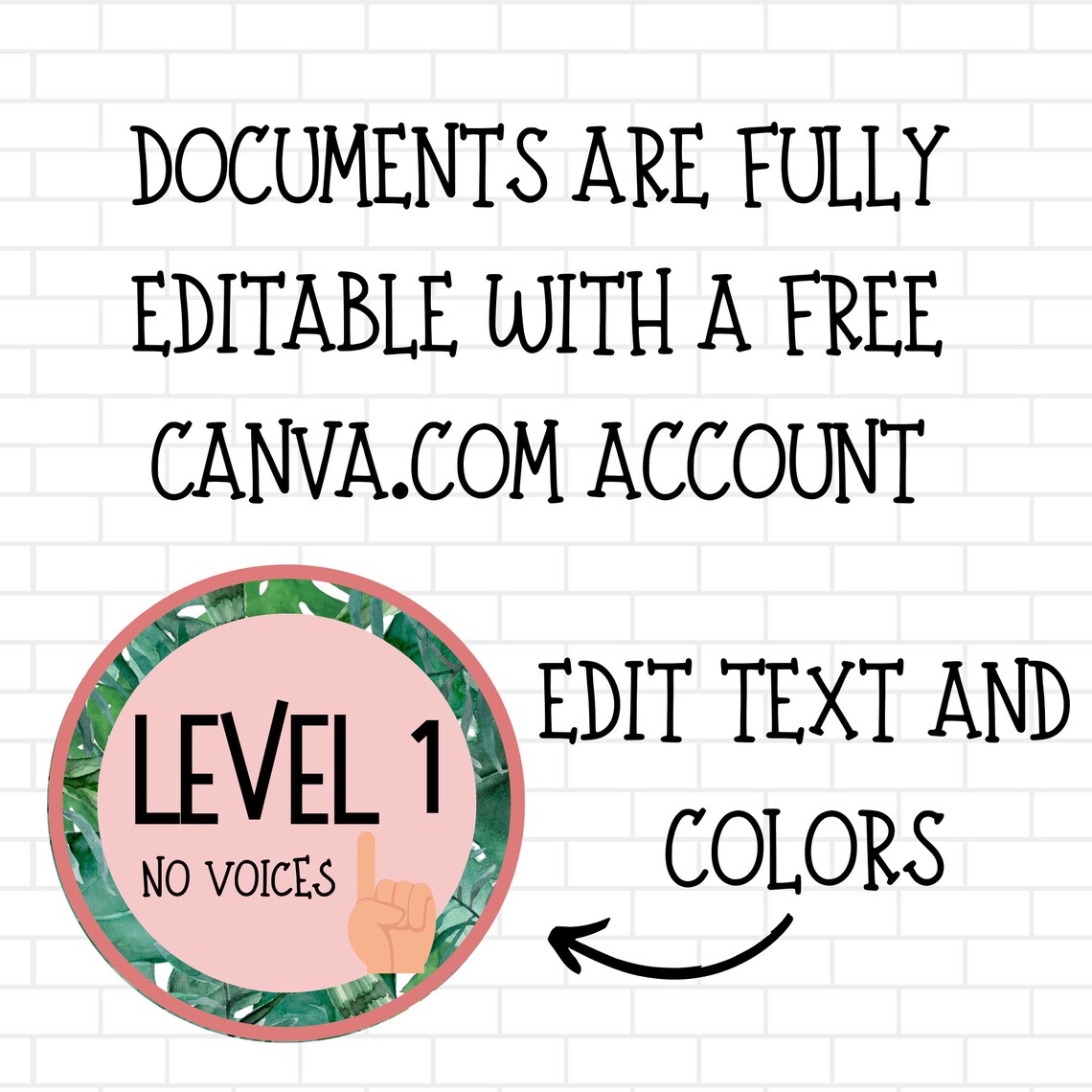 EDITABLE Voice Levels Display Modern Tropical Bulletin - Etsy