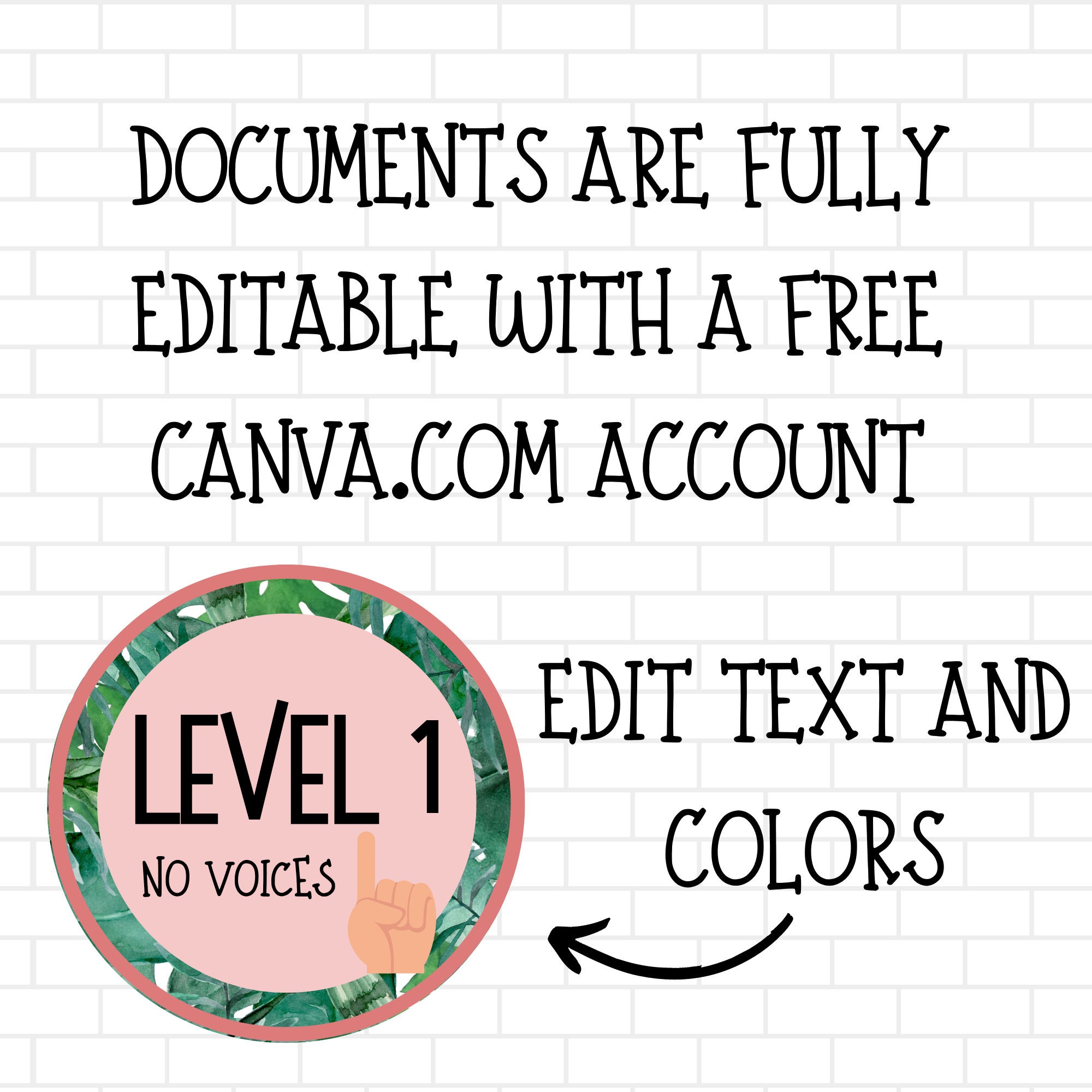 EDITABLE Voice Levels Display Modern Tropical Bulletin - Etsy