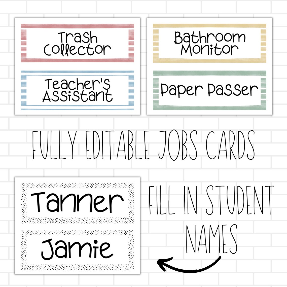 EDITABLE Classroom Jobs Display Modern Colorful Class Jobs - Etsy