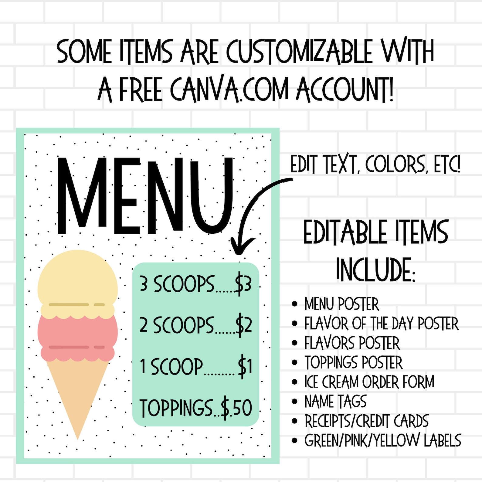 PRINTABLE Ice Cream Shop Dramatic Play Kit Summer Activity - Etsy