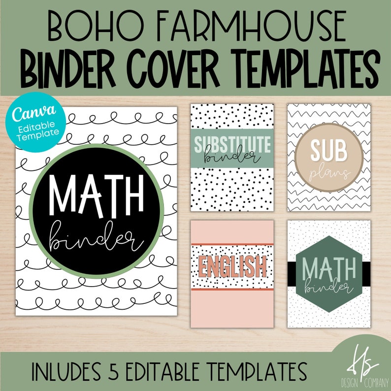 EDITABLE Boho Farmhouse Binder Covers & Spines | Printable Binder ...