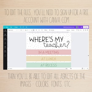 EDITABLE Where's My Teacher? Door Sign Template | Modern Colorful ...