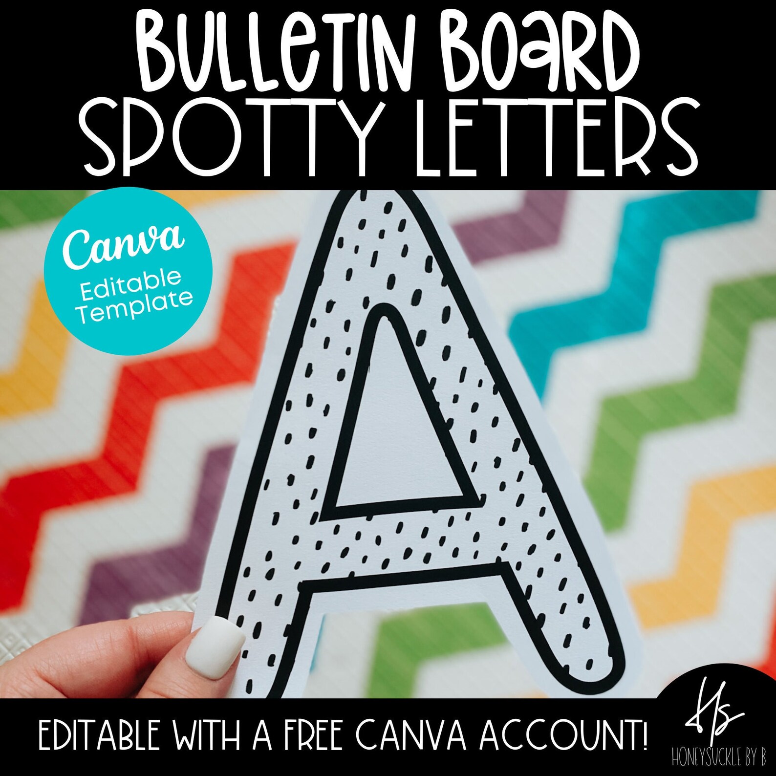 EDITABLE Dotted Classroom Bulletin Board Letters Full Alphabet - Etsy