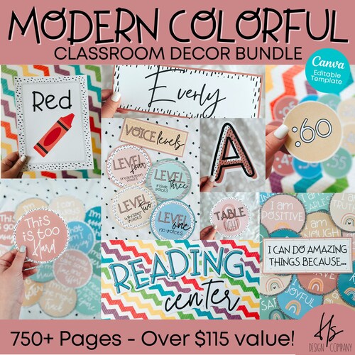PRINTABLE Modern Colorful Number Posters Bulletin Board - Etsy